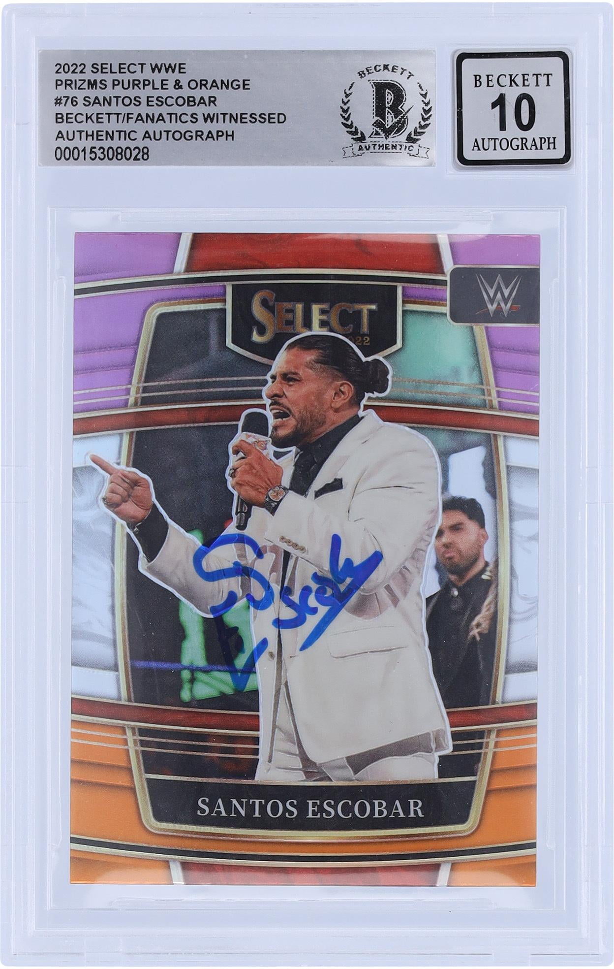Santos Escobar WWE Autographed 2022 Panini Select Purple & Orange ...
