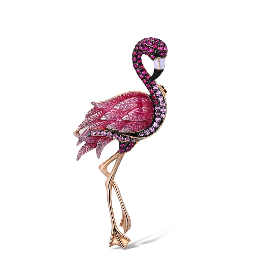 Santuzza Flamingo Brooch 925 Sterling Silver Enamel Bird Created Pink ...