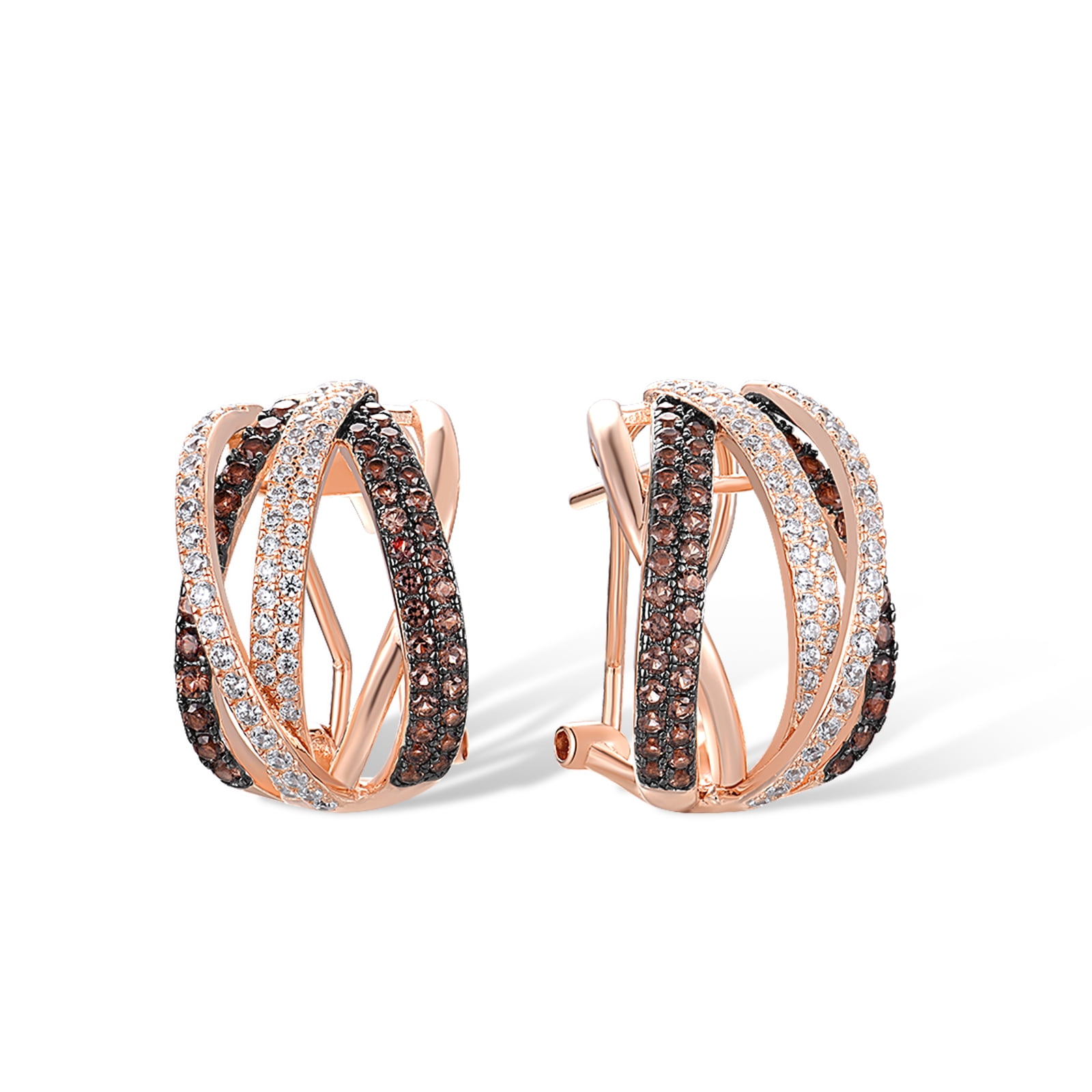 Santuzza Twisted Earrings 925 Sterling Silver Nano Brown Spinel White ...