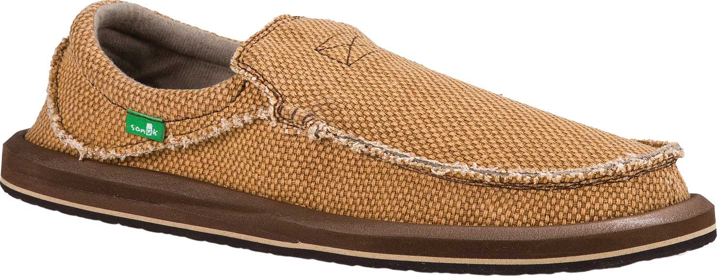 Sanuk Men's Chiba Shoes, Tan, 11, Canvas Sandal Shoe, Foam Footbed ...