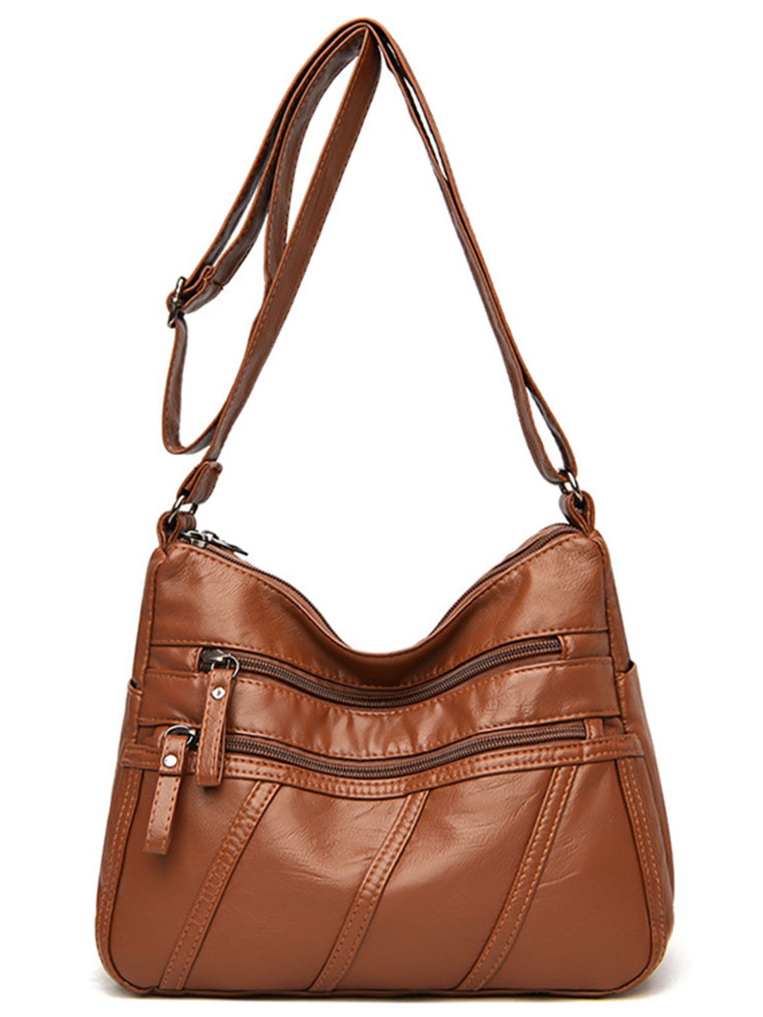 Sanviglor Crossbody Bag For Women Pu Leather Handbag Retro Zipper