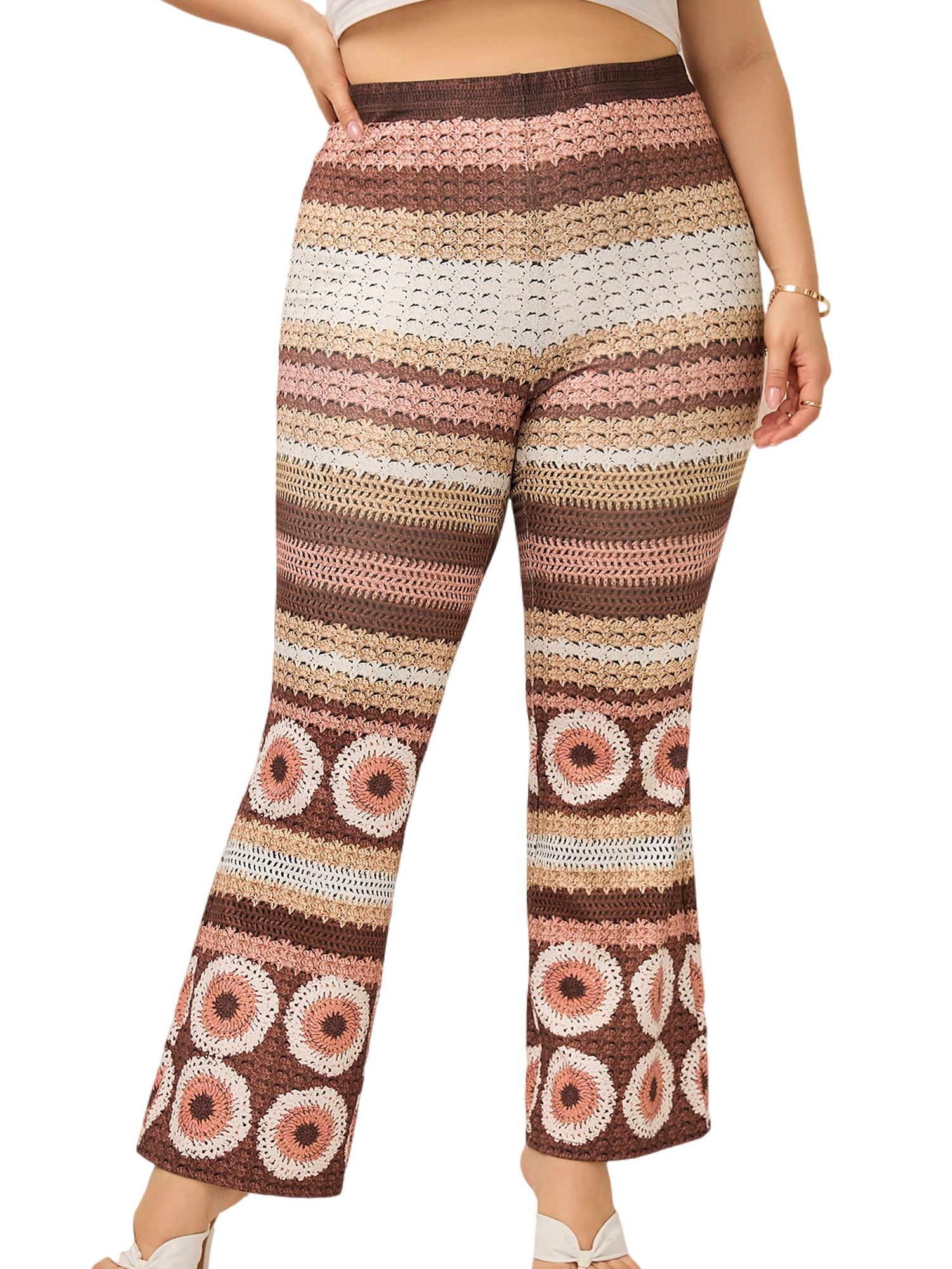 Sanviglor Plus Size Flare Pant For Women High Rise Bell Bottom Wide Leg