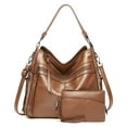 Sanviglor Womens Pu Leather Tote Shoulder Bags Retro Khaki Handbags And