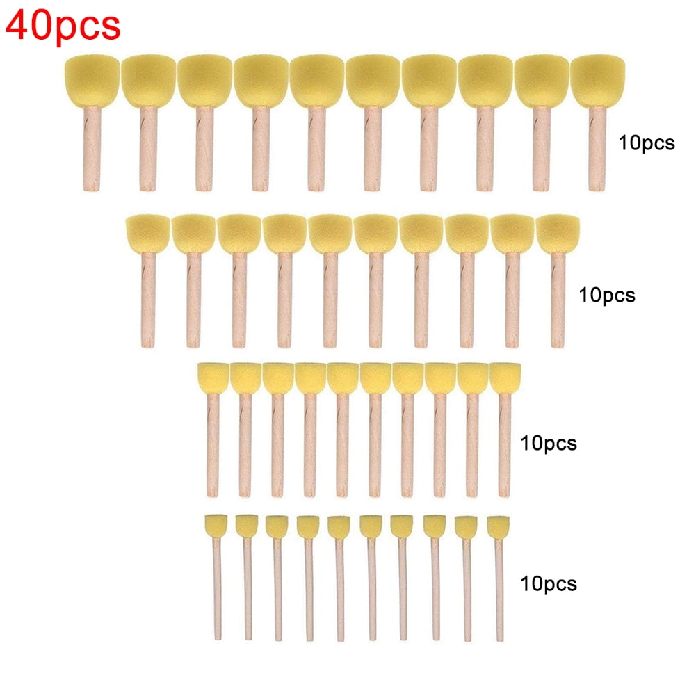 Sanwood 40Pcs/Set Round Foam Sponge Paint Brush Kids DIY Drawing Tools ...