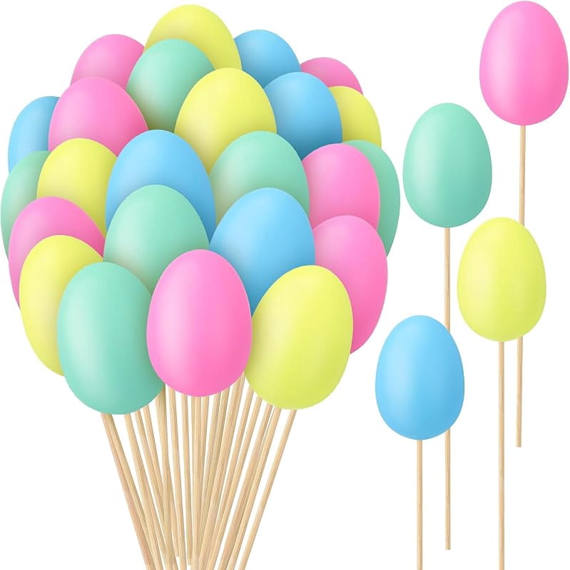 Sanwuta 40 Pcs Easter Egg Picks Foam Easter Floral Picks Easter Tree ...