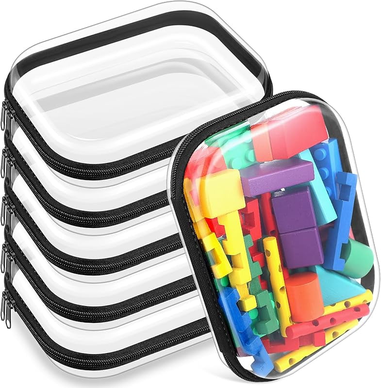 Sanwuta 6 Pcs Clear Hard Zipper Case Hard Plastic Zipper Pouches Makeup ...