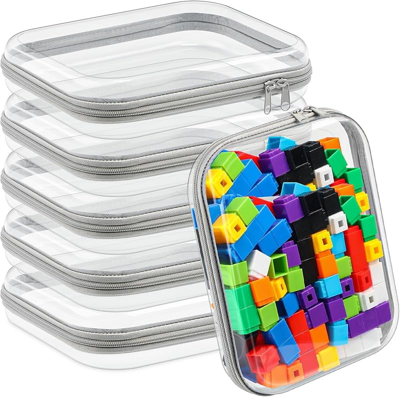 Sanwuta 6 Pcs Clear Hard Zipper Case Hard Plastic Zipper Pouches Makeup ...