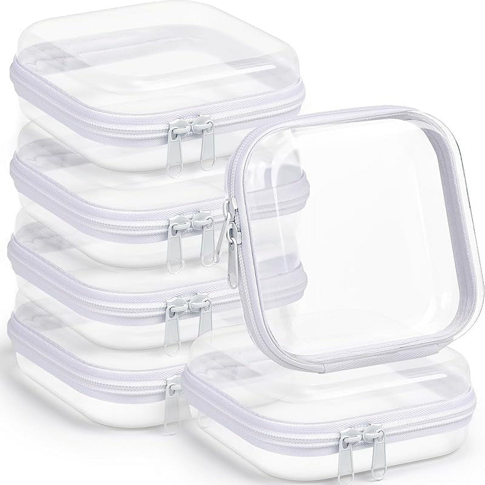 Sanwuta 6 Pcs Clear Hard Zipper Case Hard Plastic Zipper Pouches Makeup ...