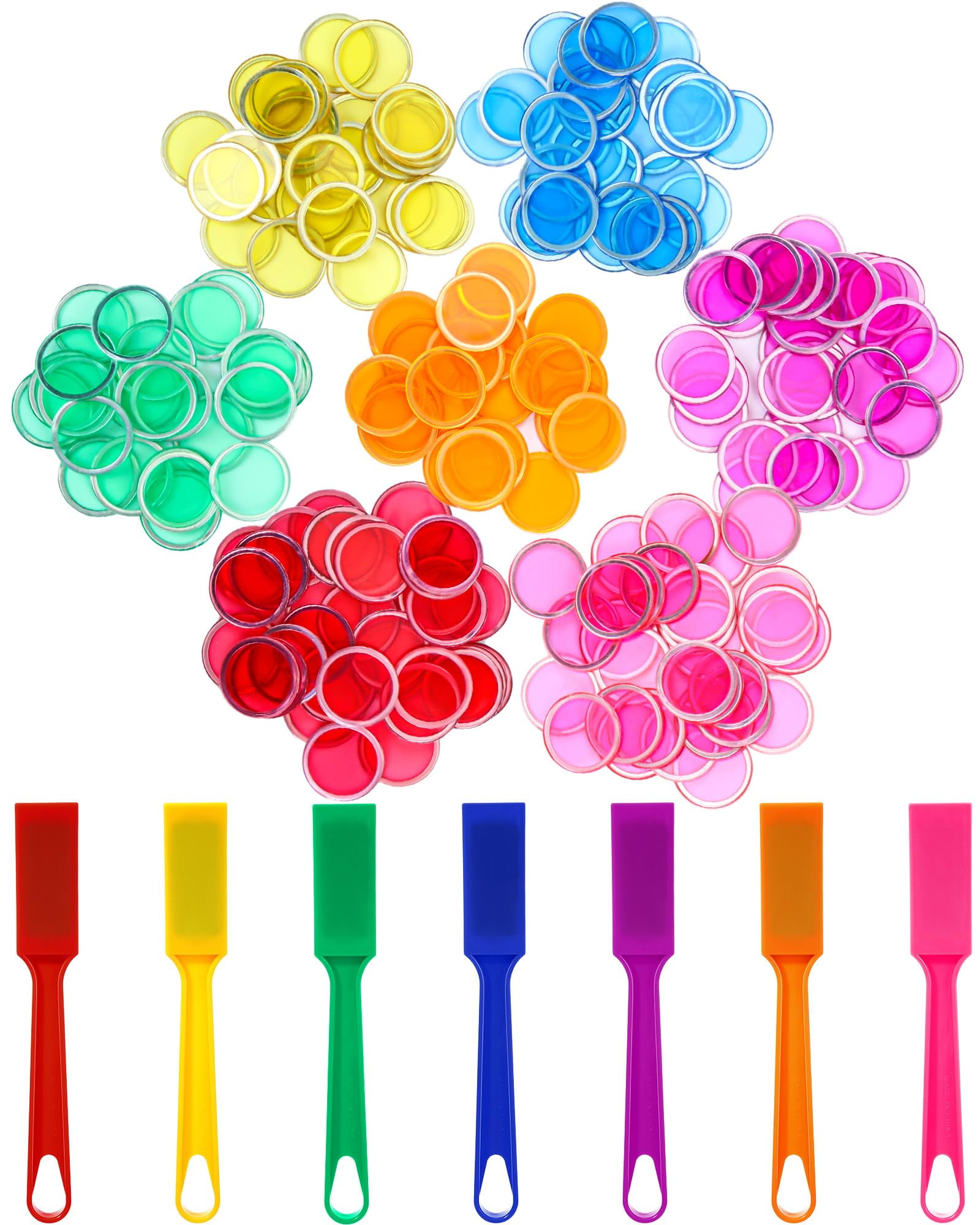 Sanwuta 7 Colors Magnetic Bingo Wands and 200 Metal Translucent Chips ...