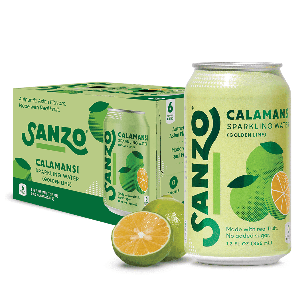 Sanzo Calamansi Lime Sparkling Water 12 Cans - Made with Real Fruit, No Added Sugar Carbonated ...