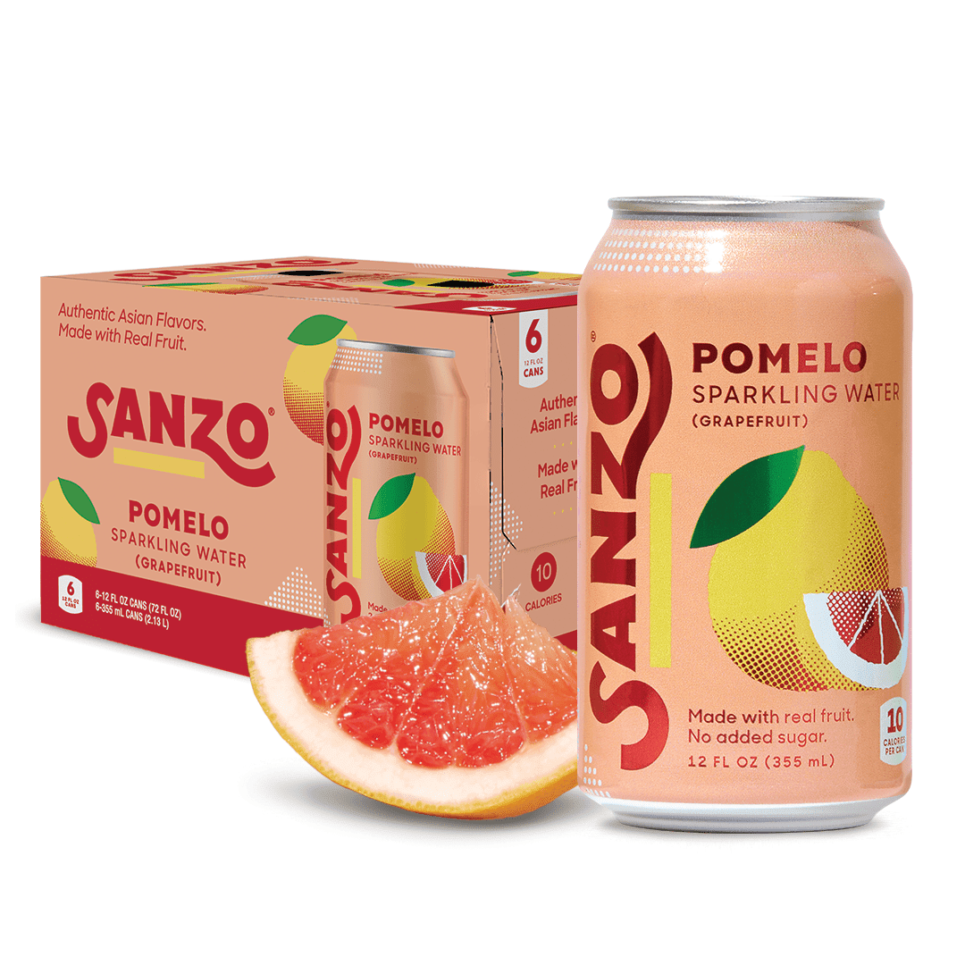 Sanzo Pomelo Grapefruit Sparkling Water 12 Cans - Made with Real Fruit, No Added Sugar ...