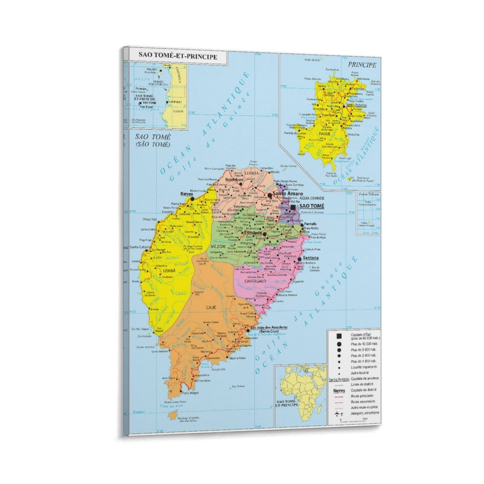 Sao Tome And Principe Map Posters Painting On Canvas Wall Art Poster ...