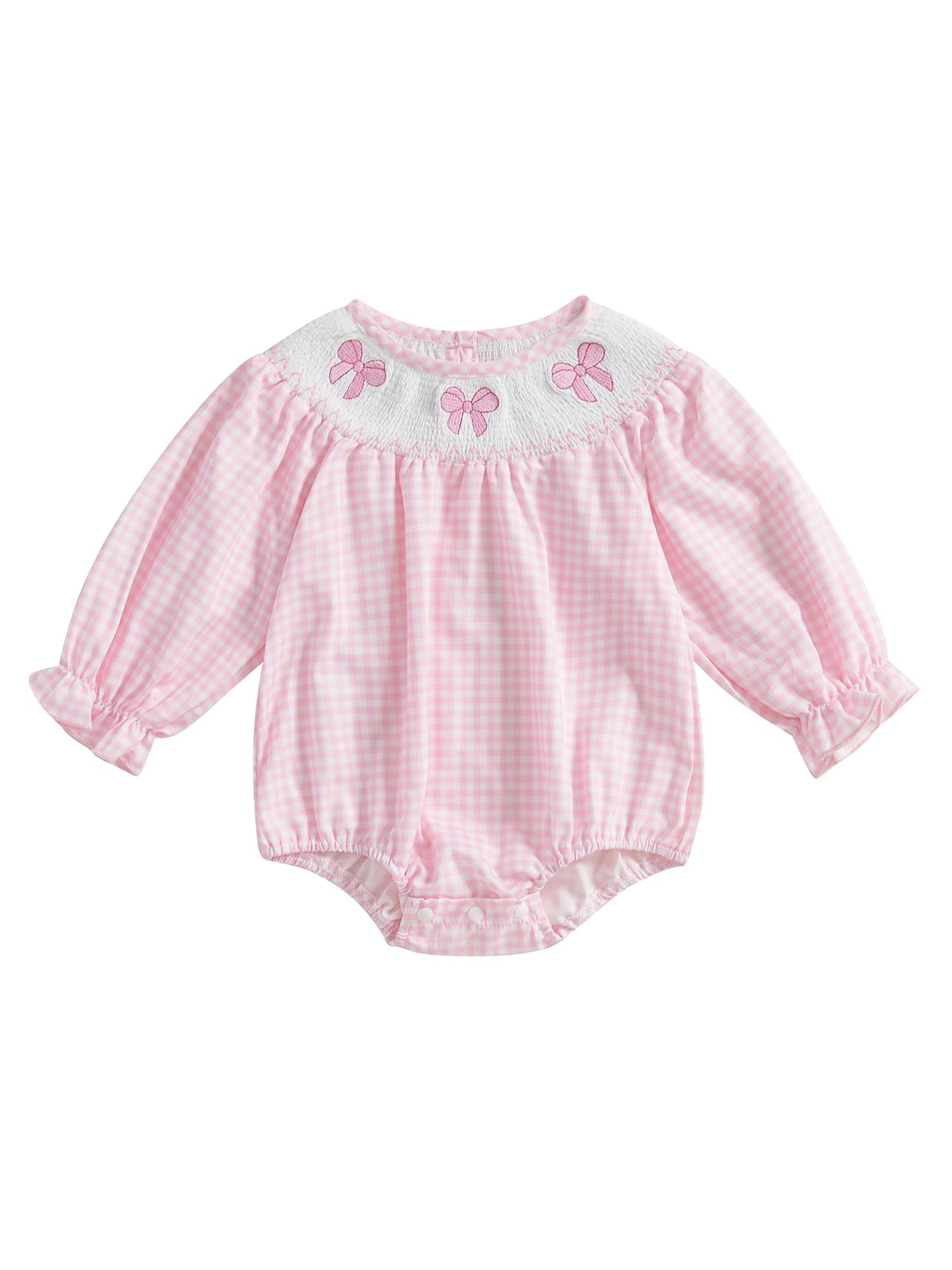 Saoakiny Baby Girls Cute Romper Bow Embroidery Plaid Long Sleeve Jumpsuits - Walmart.com