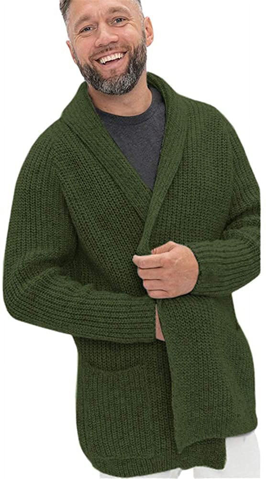 Saodimallsu Men Shawl Collar Open Front Knit Cardigan - Walmart.com
