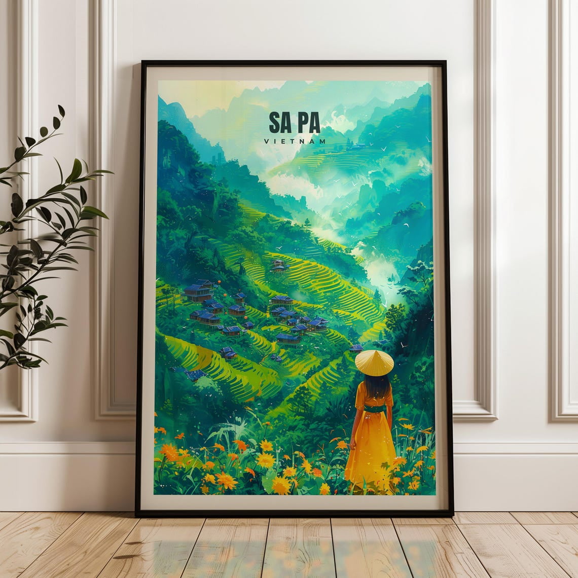 Sapa Travel Poster - Vietnam Wall Art Print, Illustration Poster ...