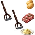 Sapele Wood Meat Chopper Heat Resistant Non Scratch Ground Beef Masher ...