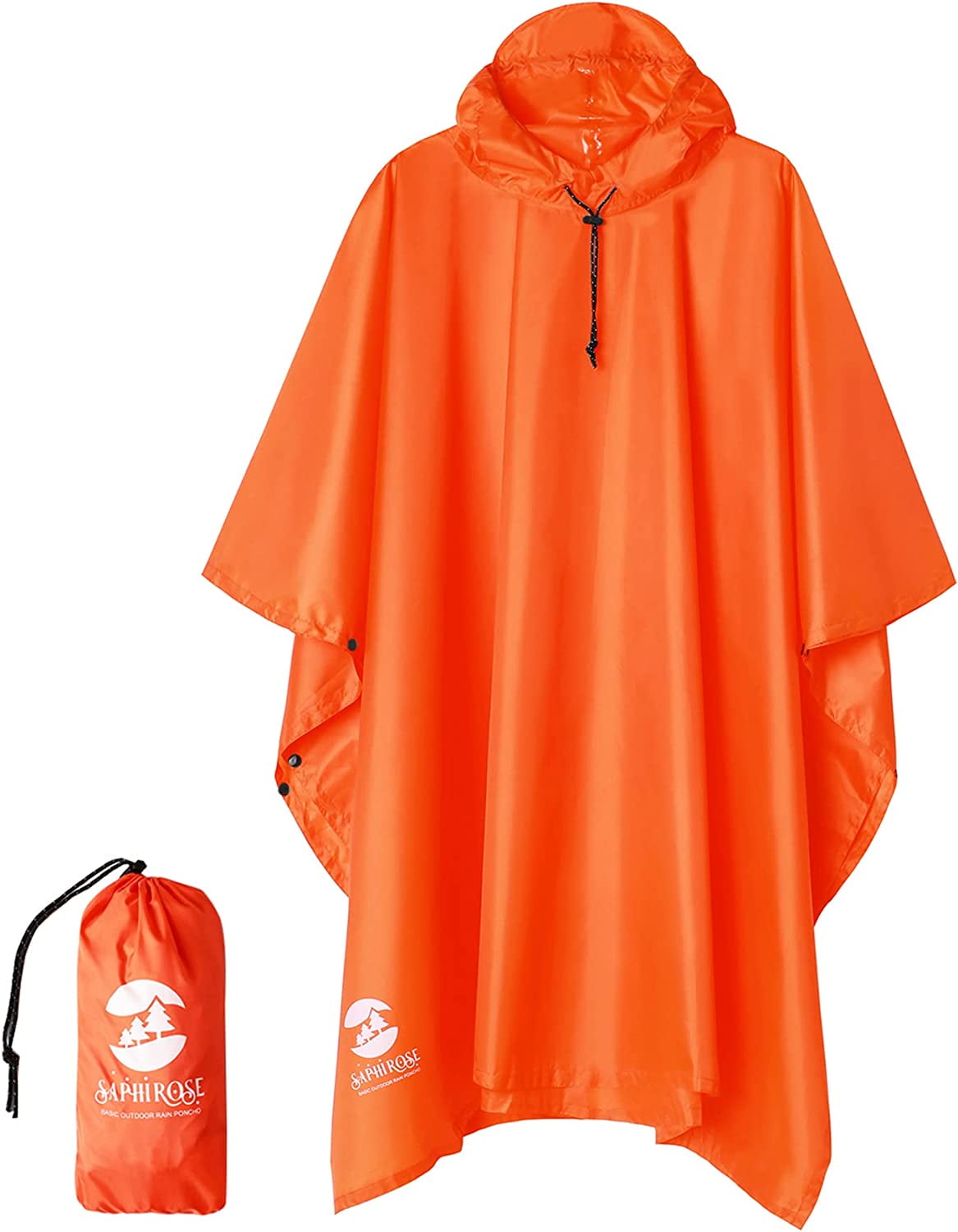 SaphiRose Waterproof Hooded Rain Poncho with Pocket, Lightweight Hiking ...