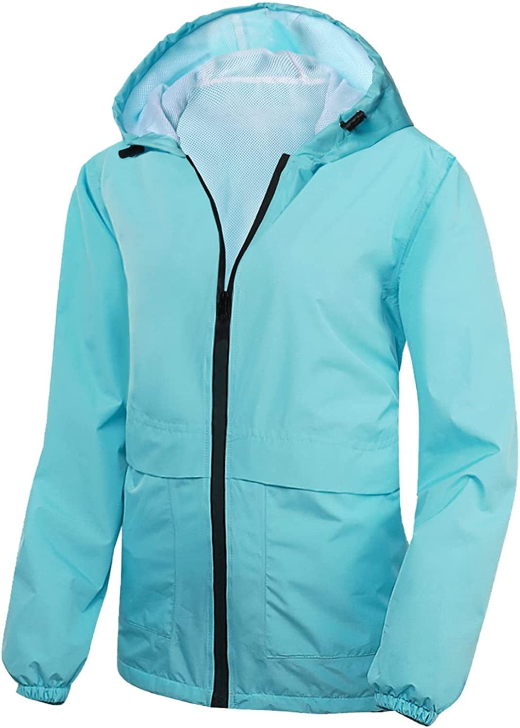 SaphiRose Stylish Weather-Resistant Mesh-Lined Women's Rain Jacket ...