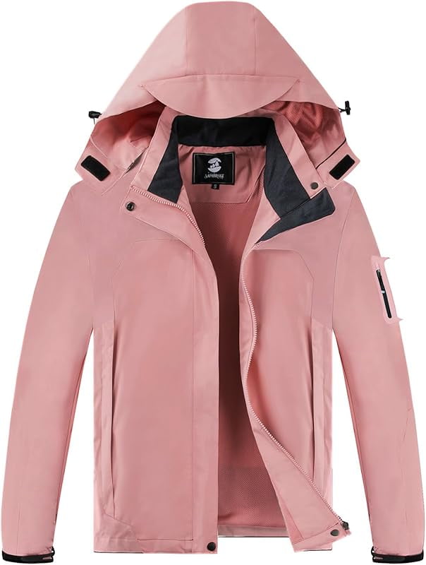 Saphirose womens waterproof rain jacket lightweight active outdoor ...