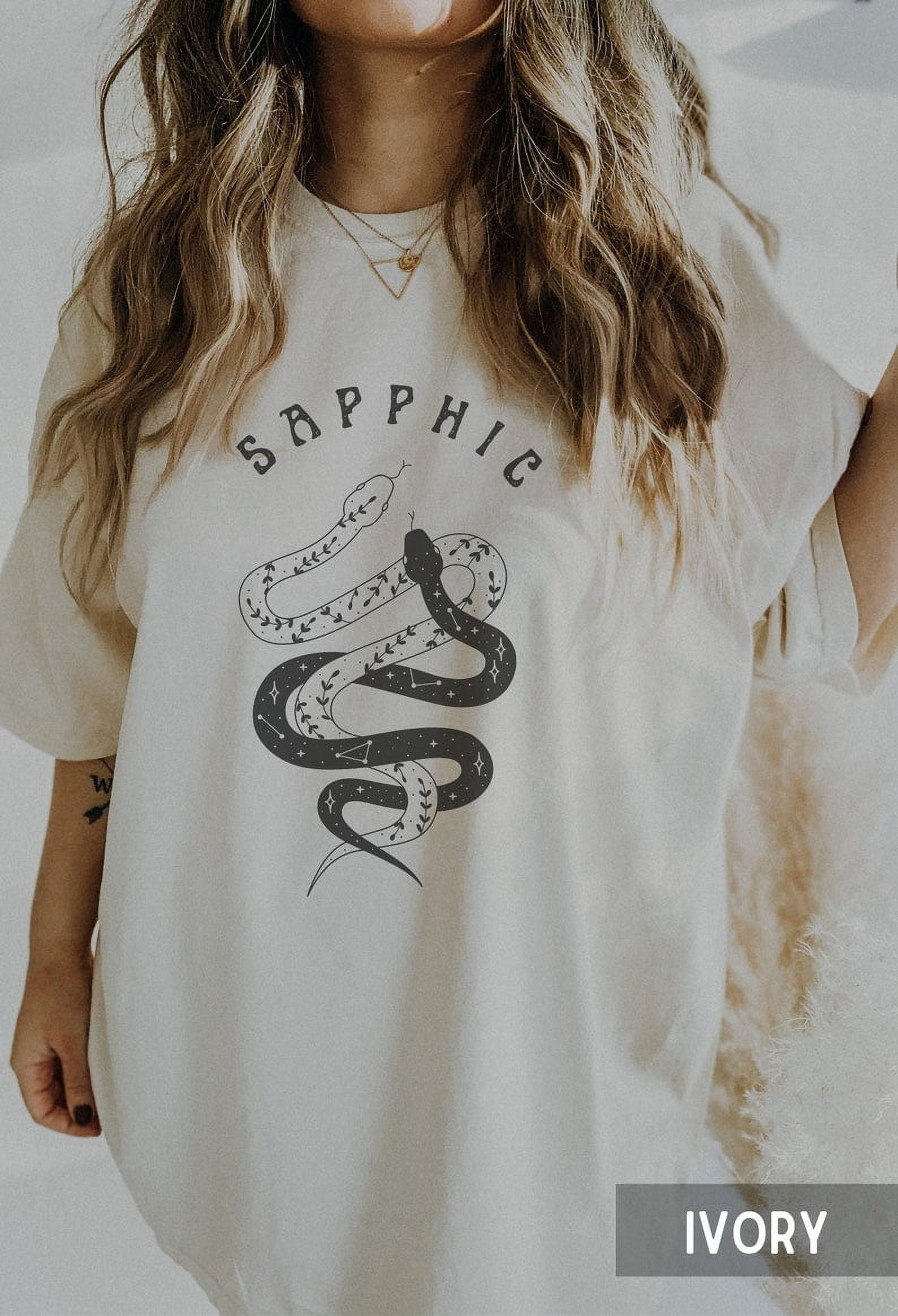 Sapphic Snake Shirt, Mystical Sapphic Snakes, Boho Celestial, Bohemian Lesbian Shirt, Dark ...