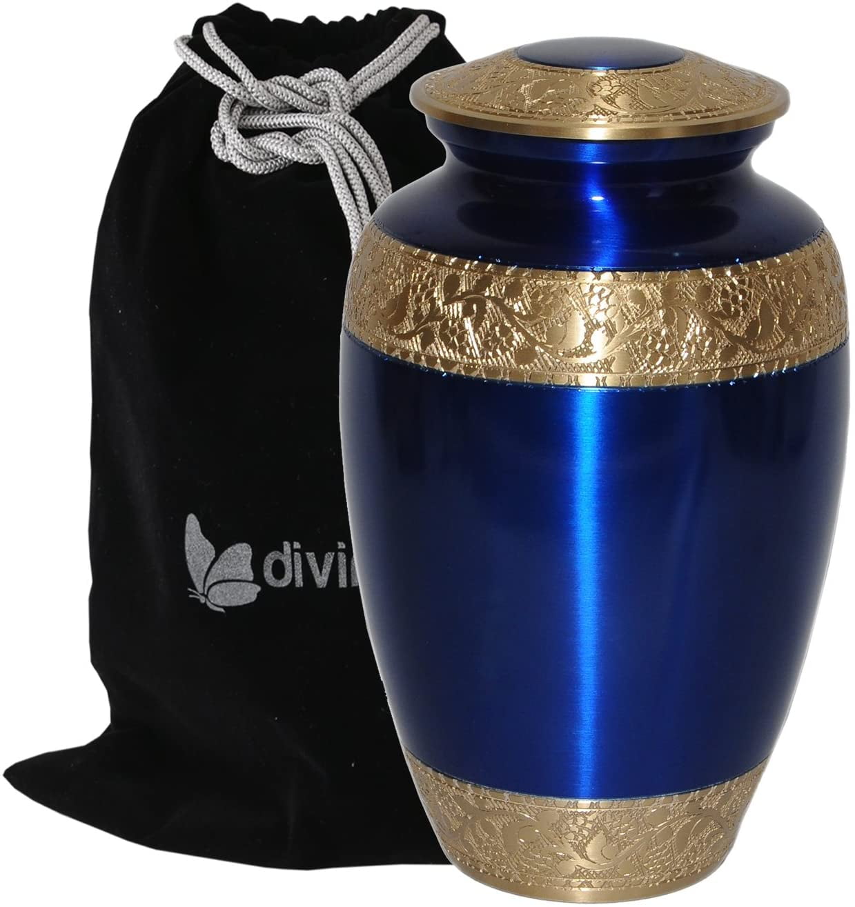 Sapphire Blue Cremation Urn for Human Ashes - Adult Funeral Urn ...
