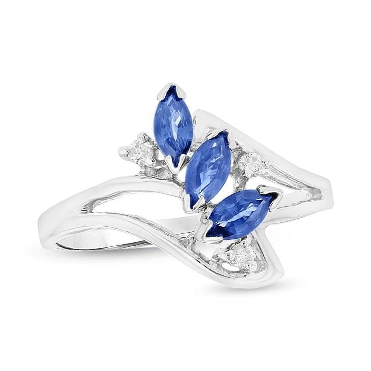 Sapphire & Diamond Ring, 14K White Gold - Size 9 - Walmart.com