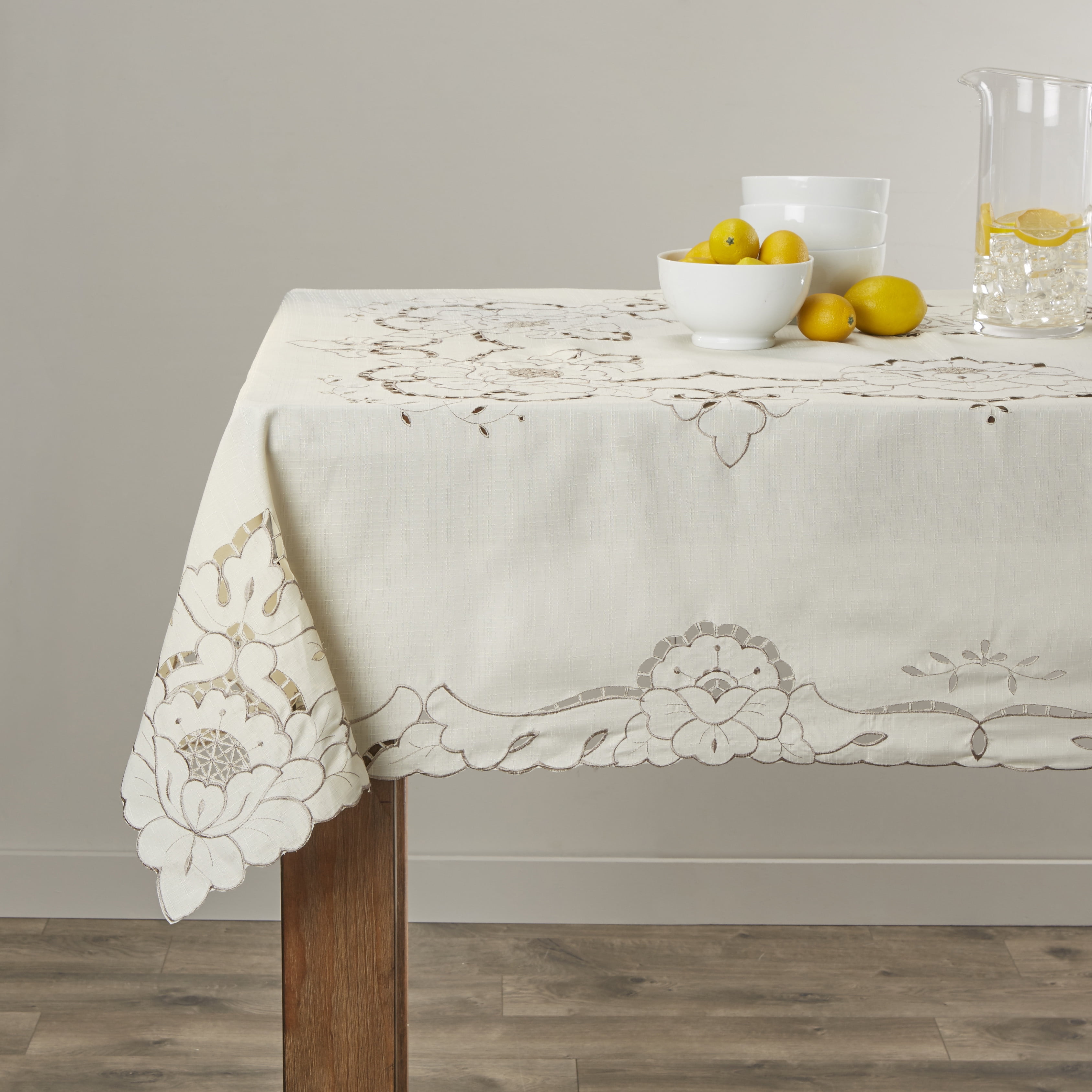 Sapphire Embroidered Design Tablecloth Size: 52" X 70", Color: Beige ...