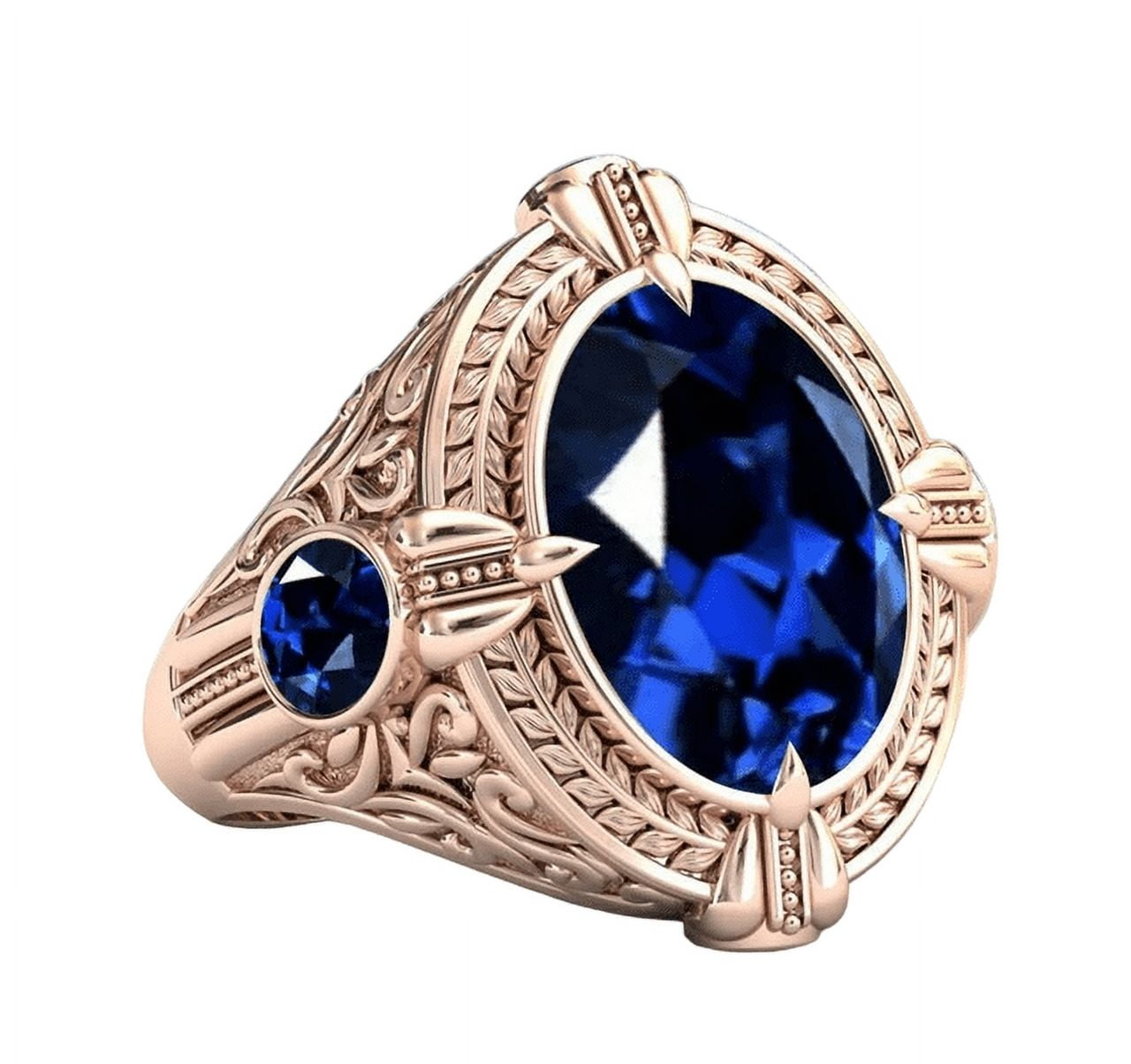 Sapphire Gemstone Wedding Signet Ring For Men 18K Gold Gemstone 10Ct ...