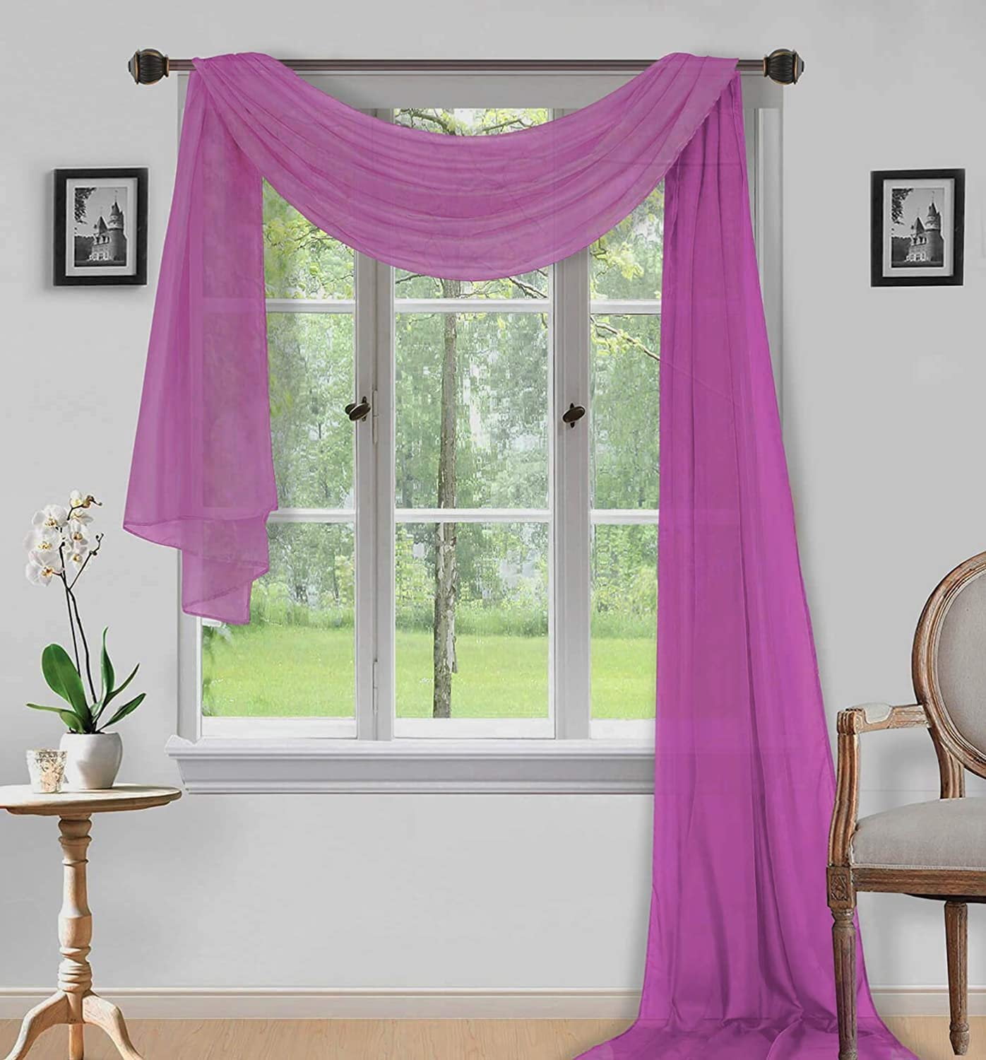 Sapphire Home 1pc Window Sheer Voile Scarf Valance, Decorative Sheer ...