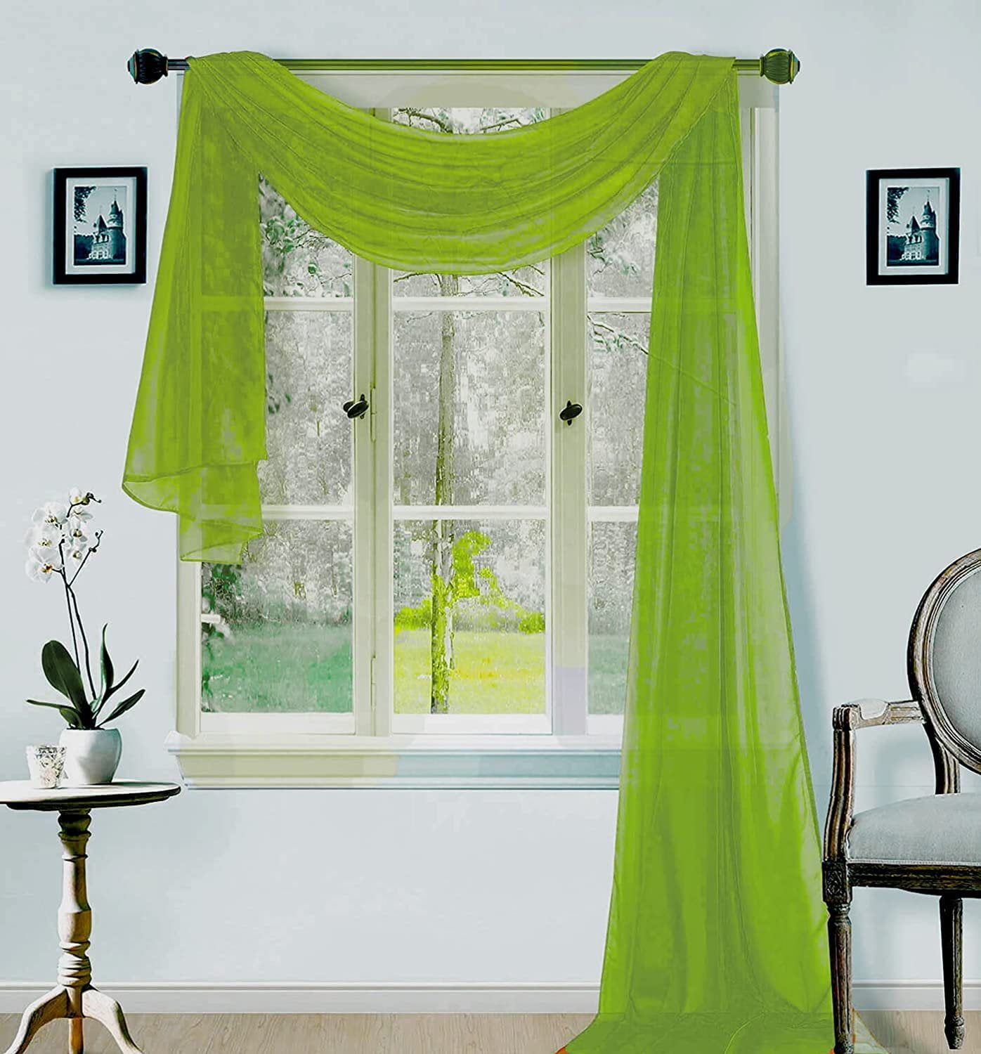 Sapphire Home 1pc Window Sheer Voile Scarf Valance, Decorative Sheer ...