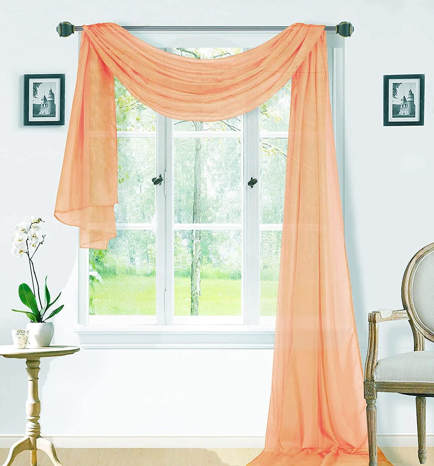 Sapphire Home 1pc Window Sheer Voile Scarf Valance, Decorative Sheer ...