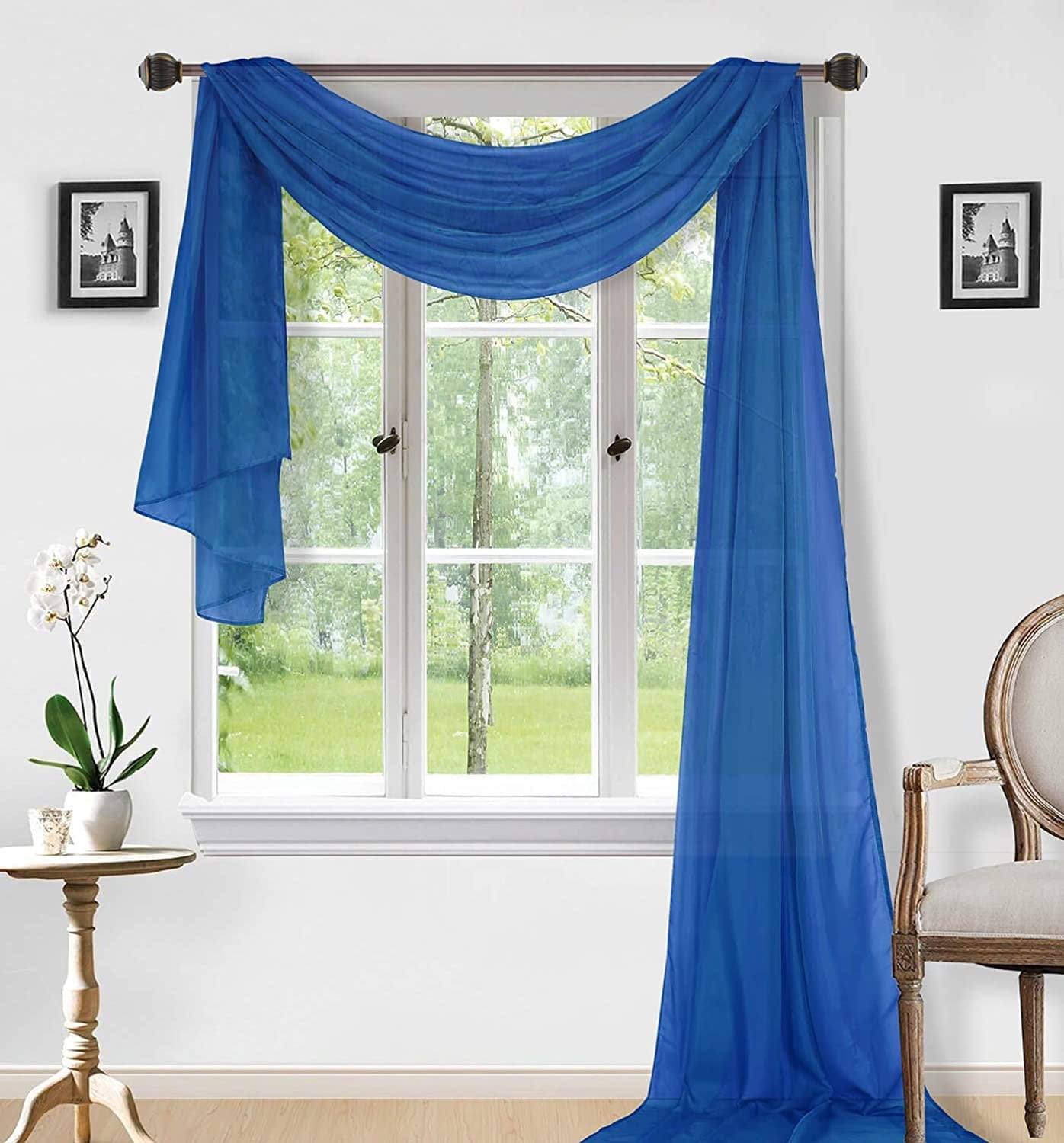 Sapphire Home 1pc Window Sheer Voile Scarf Valance, Decorative Sheer ...