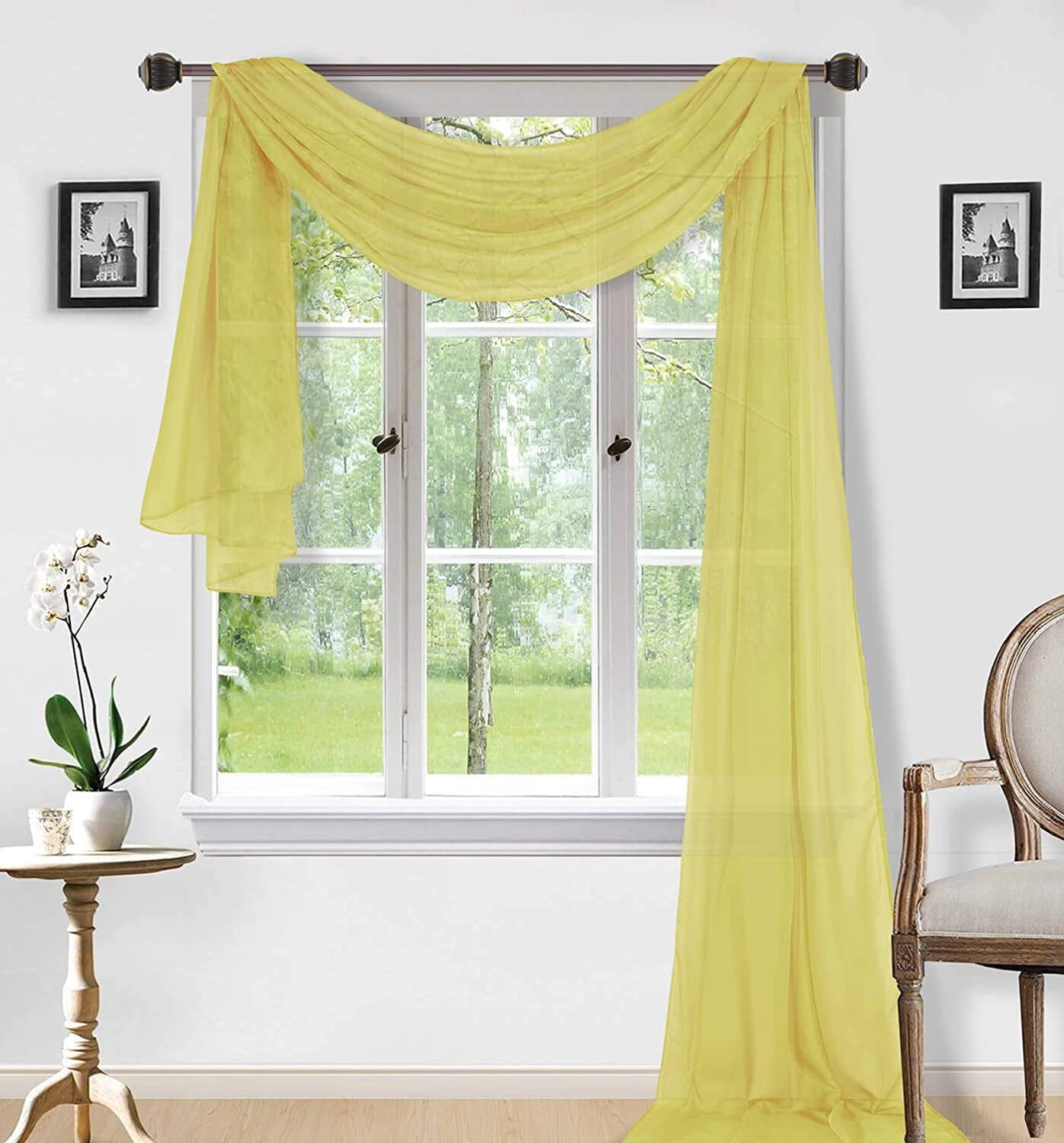 Sapphire Home 1pc Window Sheer Voile Scarf Valance, Decorative Sheer ...