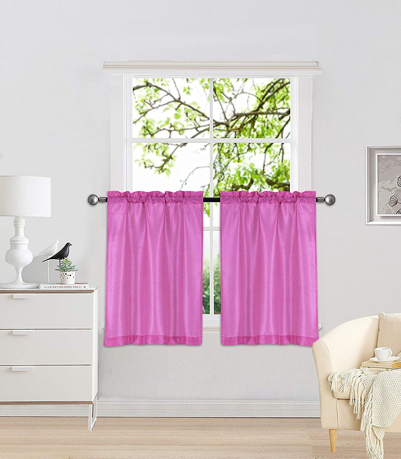 Sapphire Home 2 Panel Faux Silk Solid Curtain Drapes with Rod Pocket 54 ...