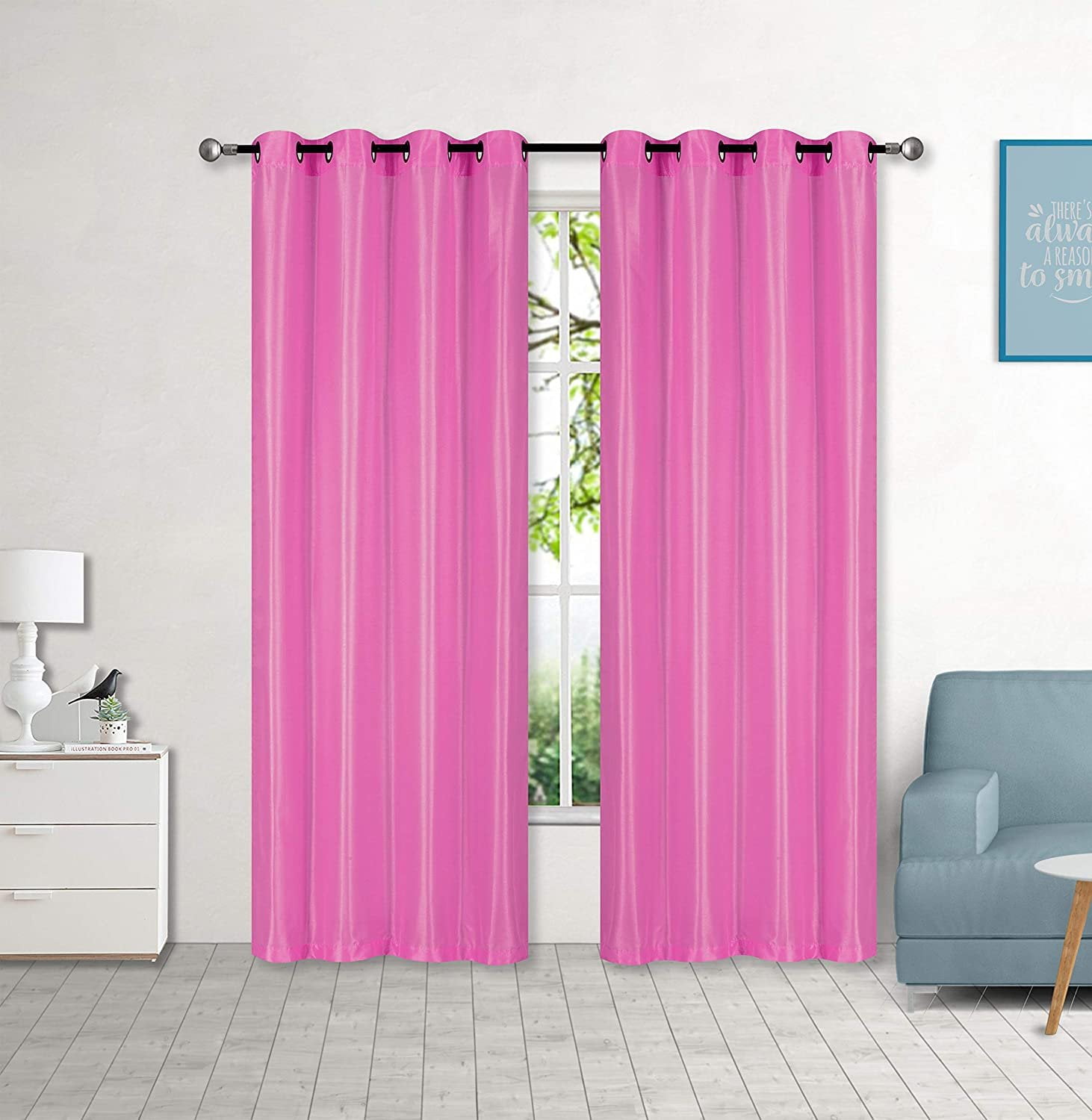 Sapphire Home 2 Panel Faux Silk Solid Curtain Drapes w/Bronze Grommet ...