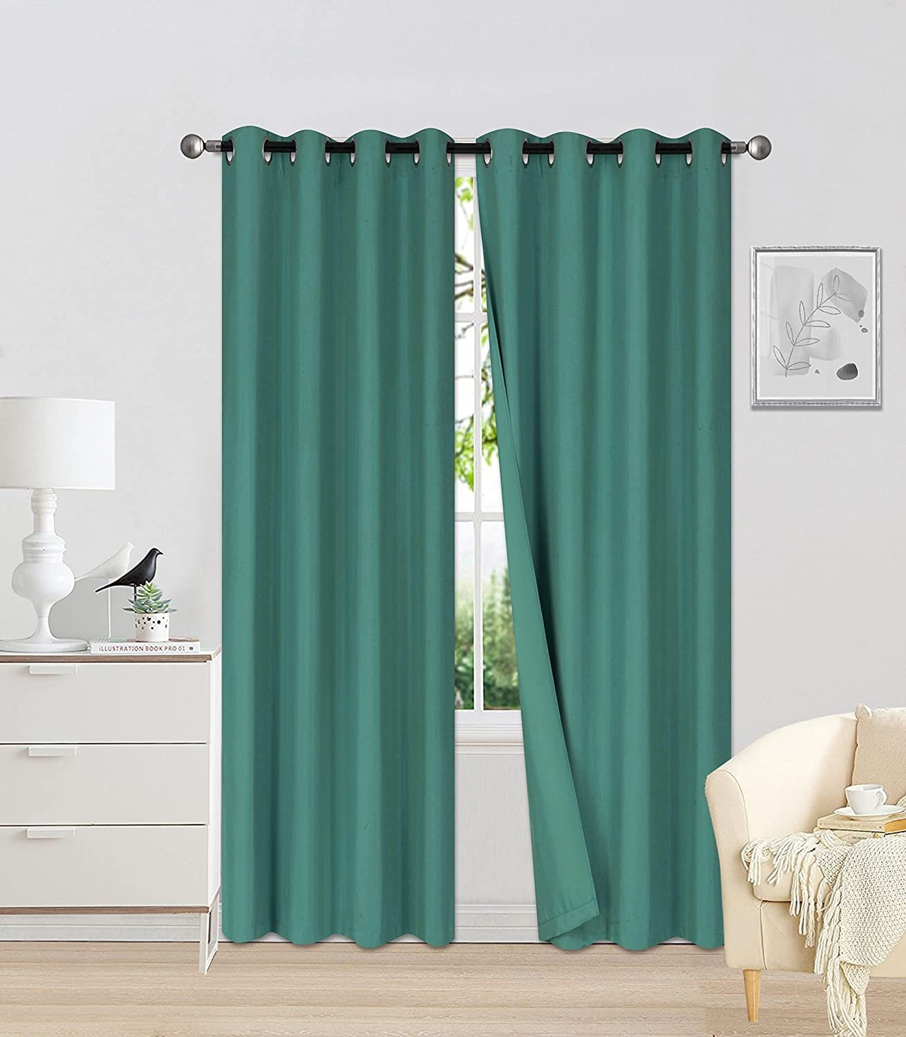 Sapphire Home 2 Panel Woven Room Darkening Blackout Curtain Panels ...