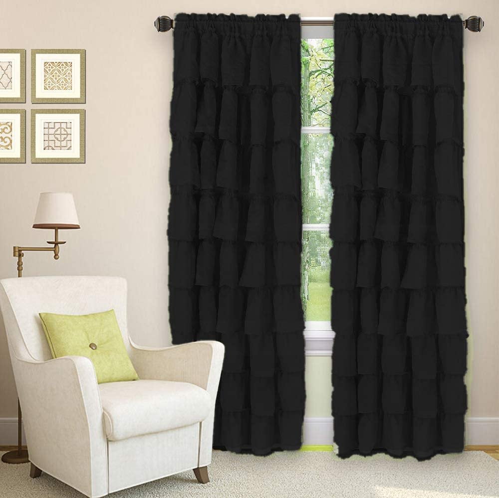 Sapphire Home 2 Panels Crushed Ruffle Sheer Window Curtain Panels 63 ...