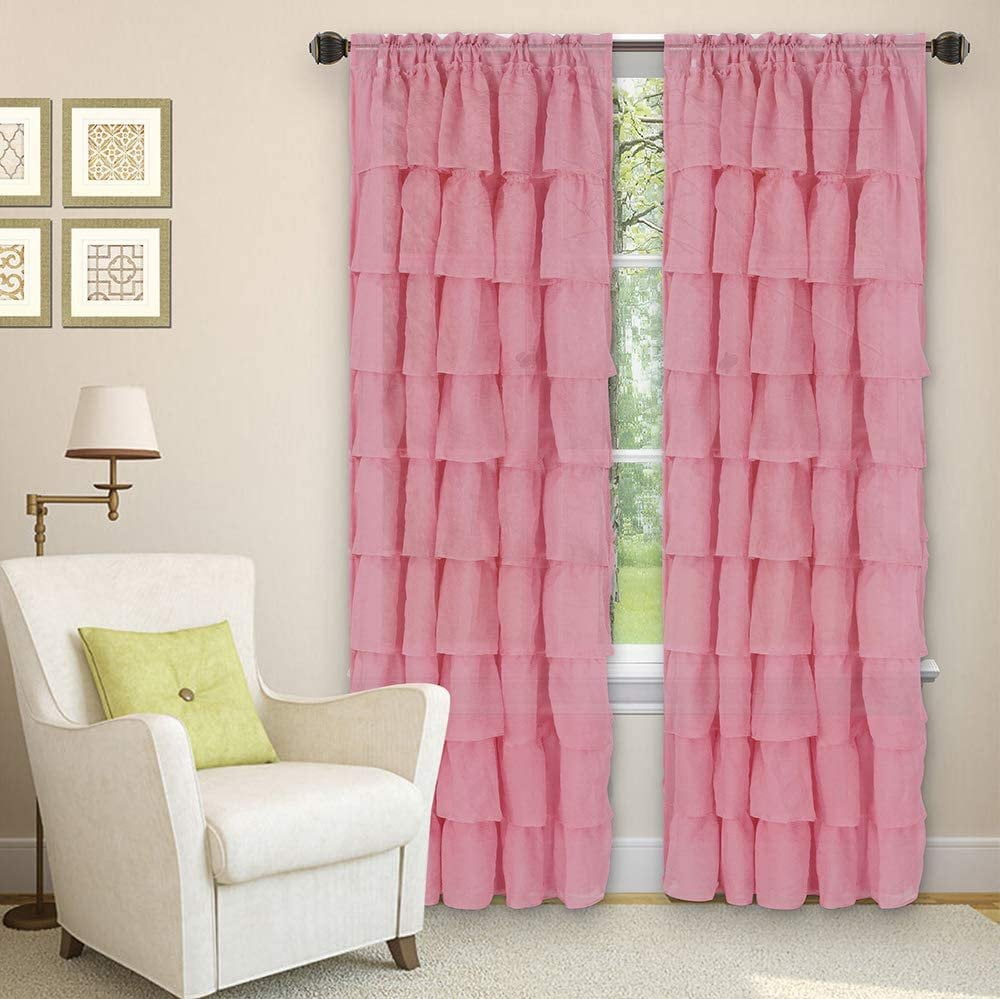 Sapphire Home 2 Panels Crushed Ruffle Sheer Window Curtain Panels 63 ...