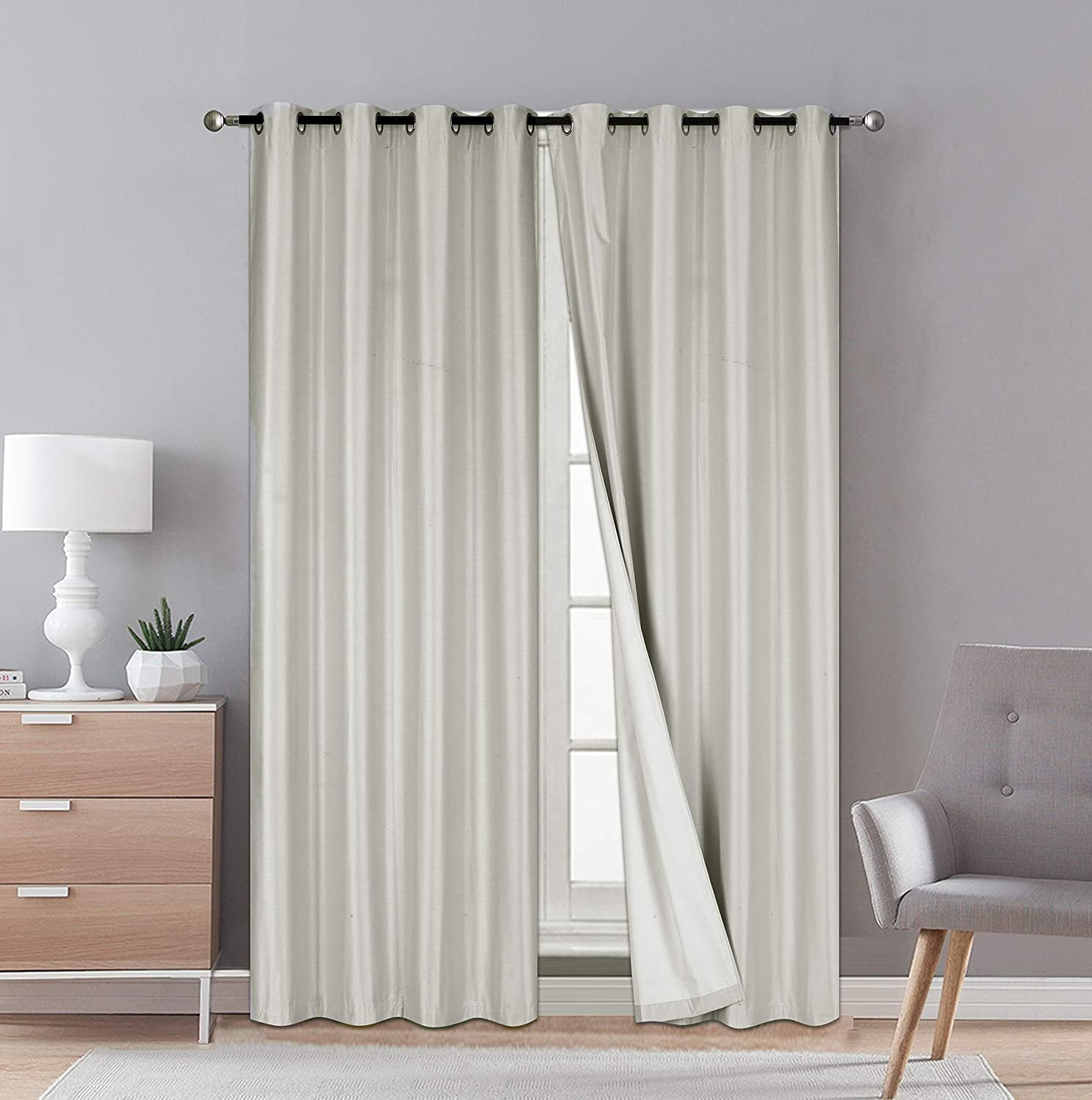 Sapphire Home 2 Panels Grommet Faux Silk Satin Window Curtain Panels 63 ...