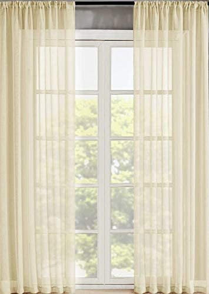 Sapphire Home 2 Panels Window Sheer Curtains 54" x 63" Voile, Rod ...