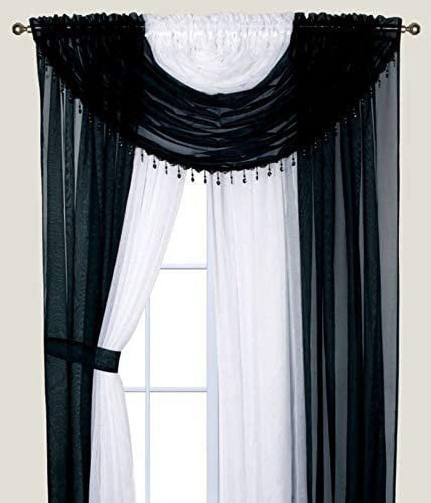 Sapphire Home Complete Window Sheer Curtain Panel Set with 4 Attached ...