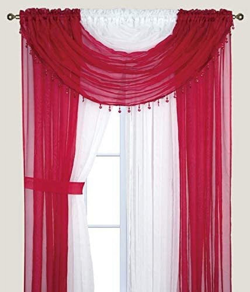 Sapphire Home Complete Window Sheer Curtain Panel Set with 4 Attached ...