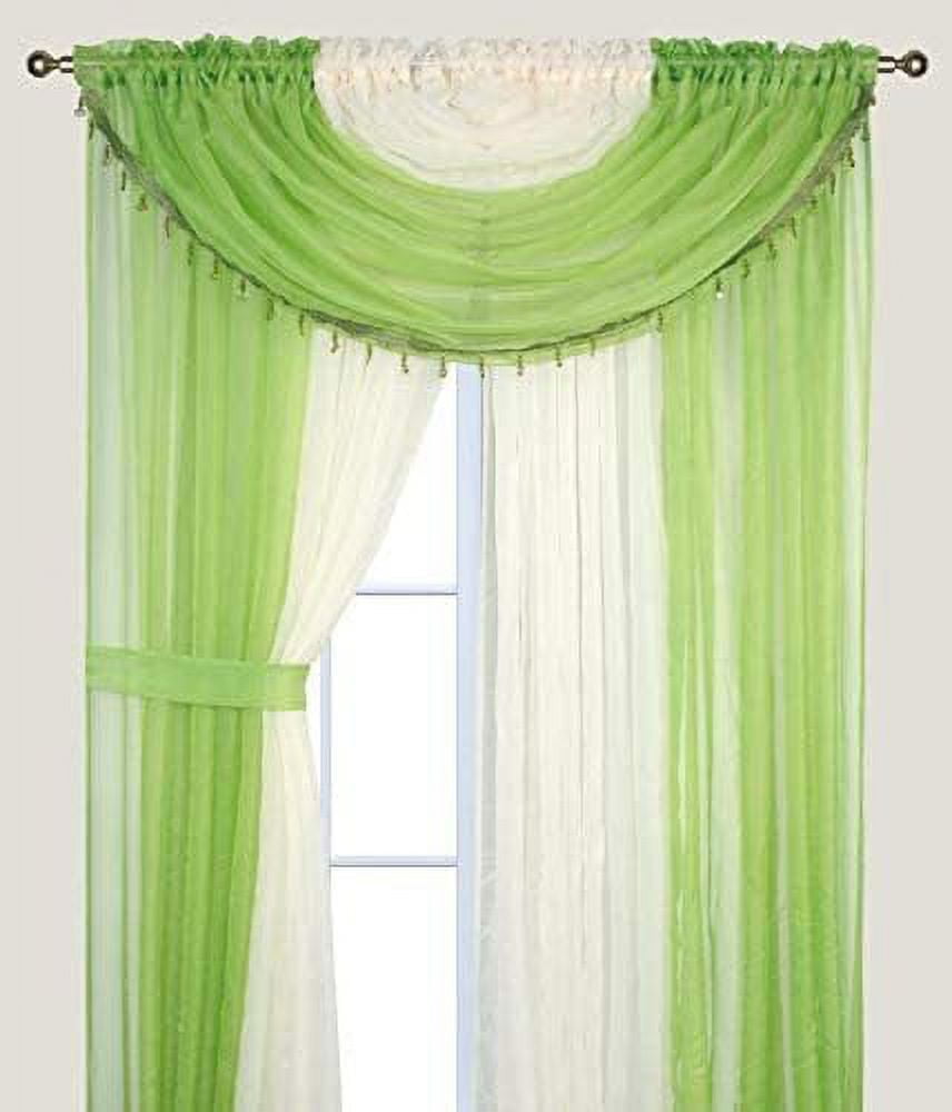 Sapphire Home Complete Window Sheer Curtain Panel Set with 4 Attached ...