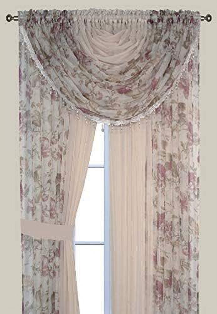 Sapphire Home Complete Window Sheer Two Tone Curtain Panel Set w ...