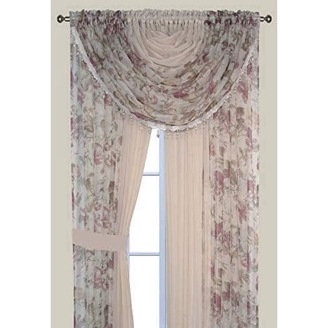 Sapphire Home Complete Window Sheer Two Tone Curtain Panel Set w ...
