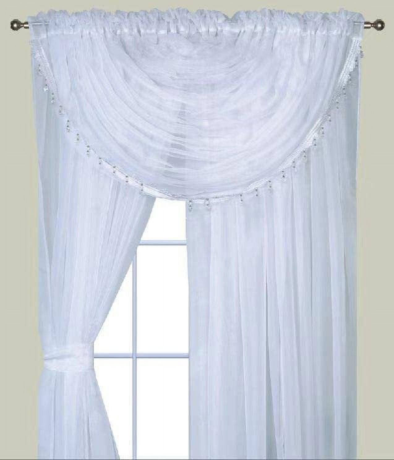 Sapphire Home Complete Window Sheer Two Tone Curtain Panel Set w ...