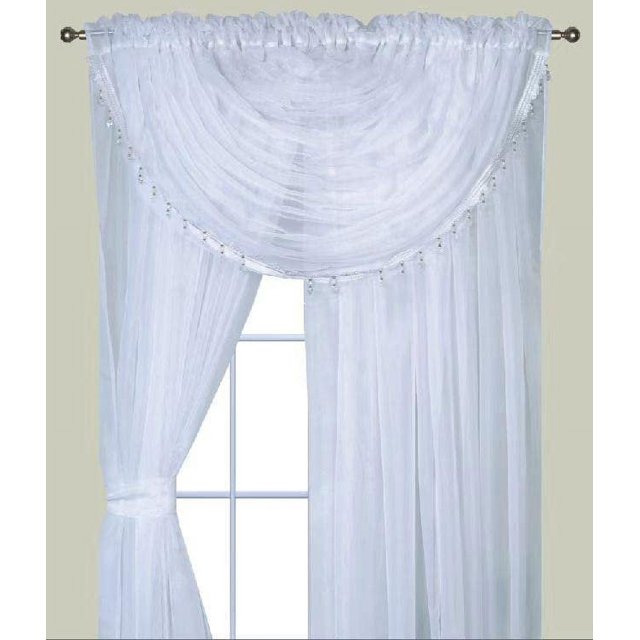 Sapphire Home Complete Window Sheer Two Tone Curtain Panel Set w ...