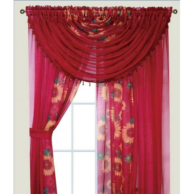 Sapphire Home Complete Window Sheer Voile Curtain Panel Set With 4