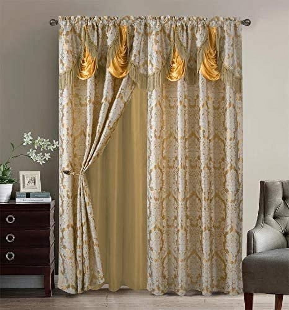 Sapphire Home Fancy Jacquard Window Drape Curtain Panels Set with ...