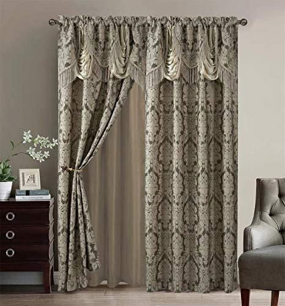 Sapphire Home Fancy Jacquard Window Drape Curtain Panels Set with ...